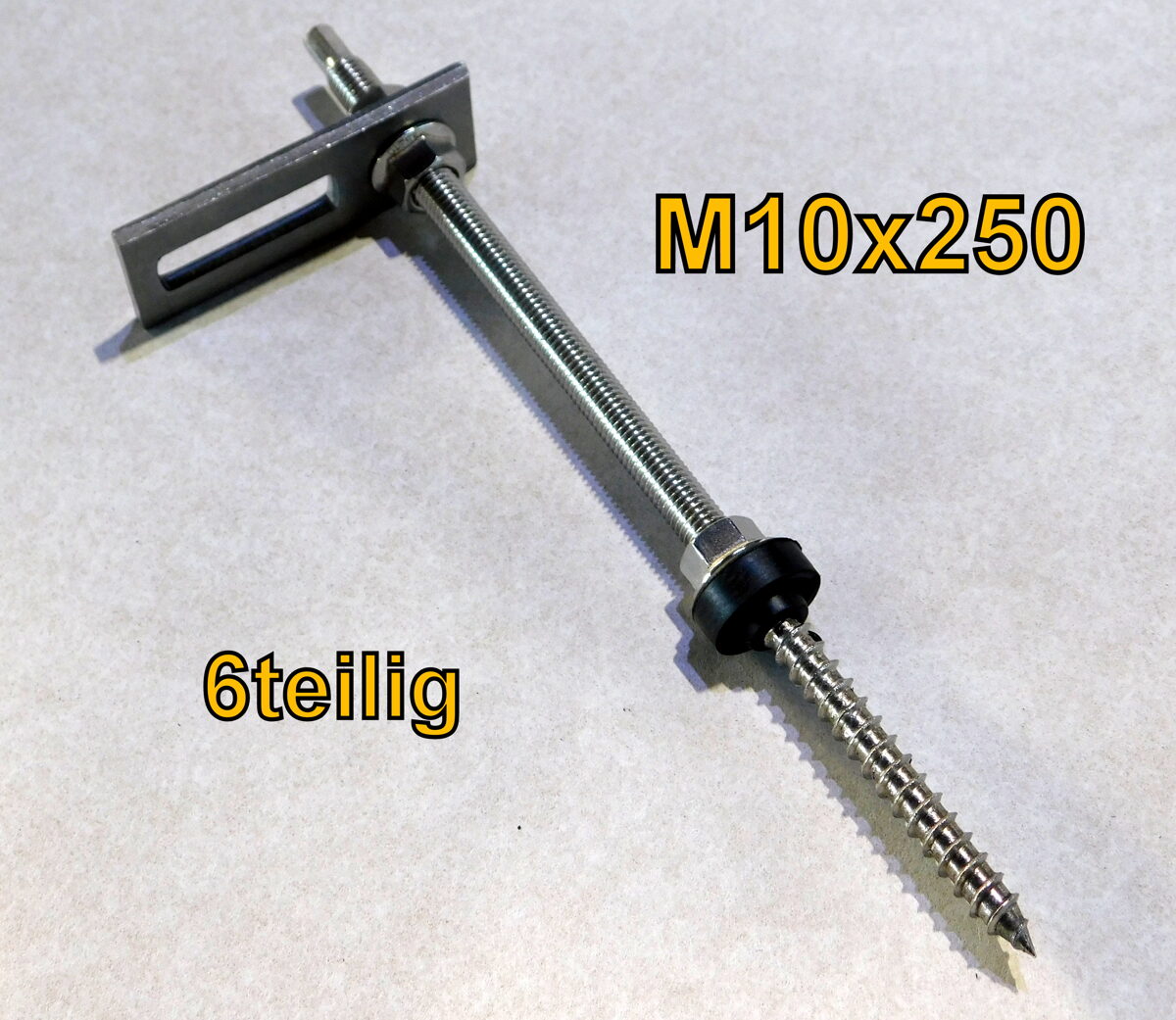 1-50x Stockschrauben M10x250 DIN 6923 Edelstahl A2 +Adapterplatte ...