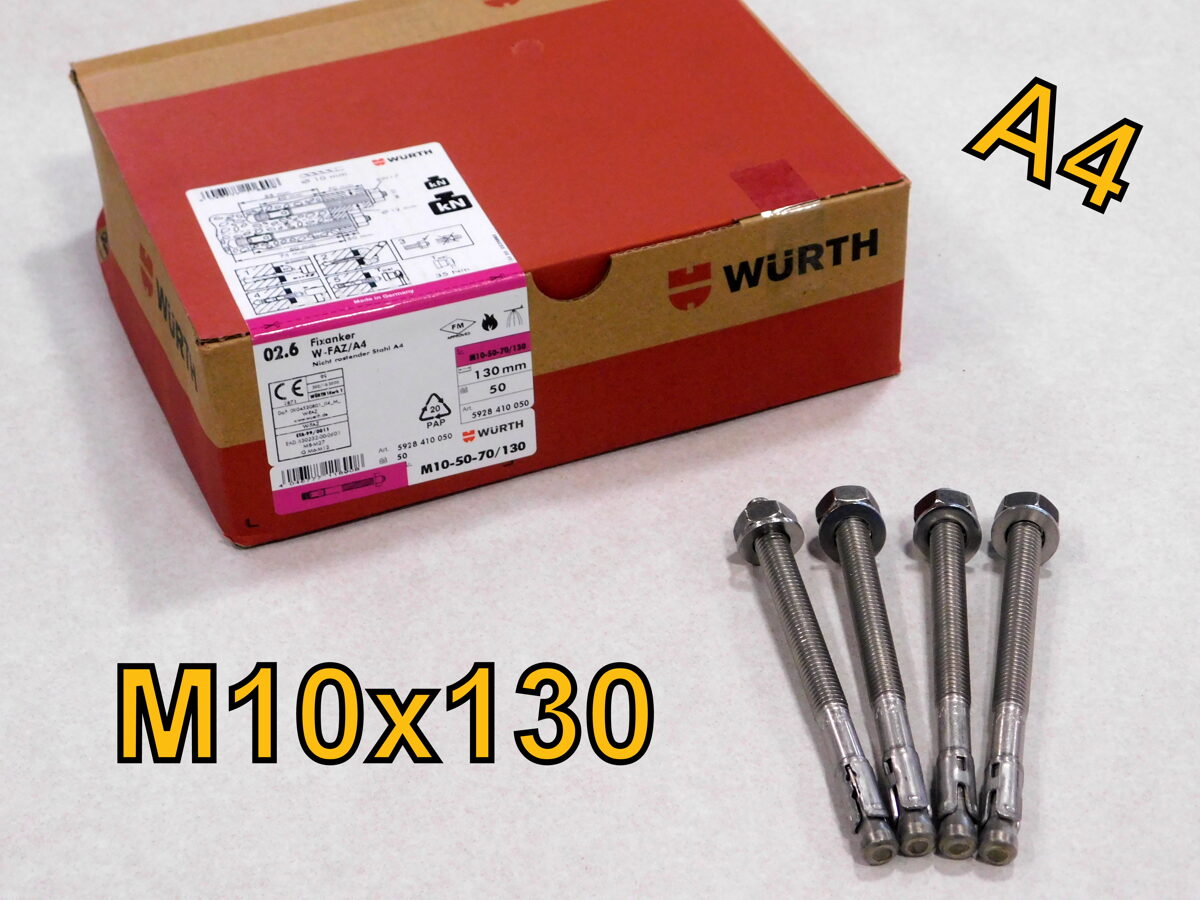1-50 Fixanker M10x130 von Würth Edelstahl A4 / made in germany ...